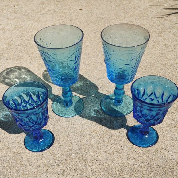 Vintage | Dining | Vintage Mid Century Modern Cobalt Blue Glassware Set ...